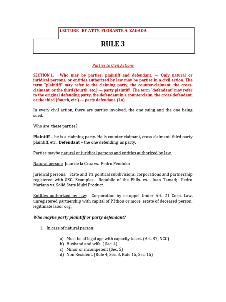 Rule 3 Parties 2023 | PDF | Lawsuit | Joinder