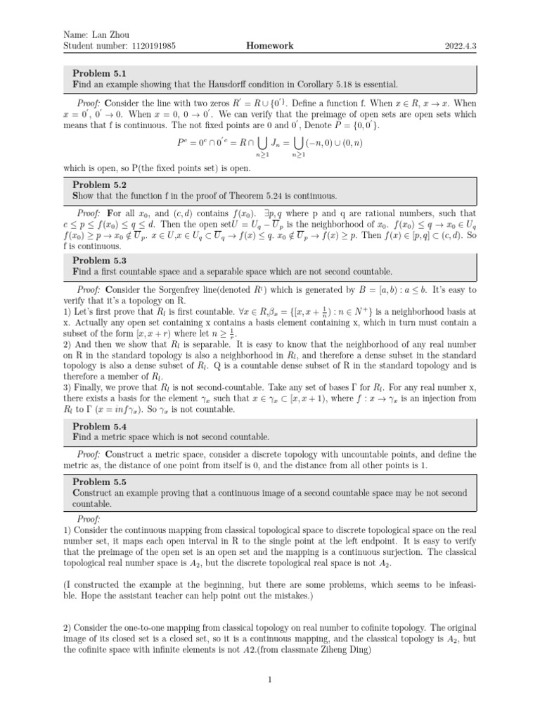 TPHW 4 | PDF | Compact Space | Mathematical Structures