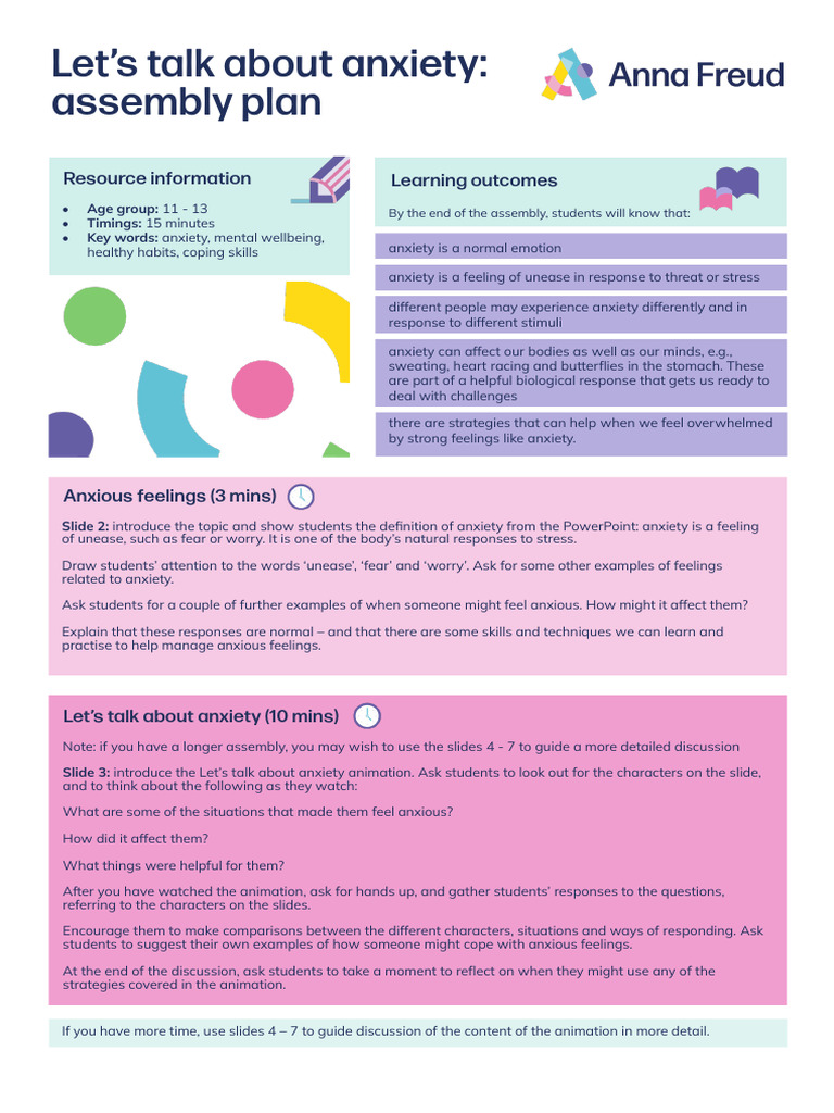 Assembly Plan | PDF | Anxiety | Feeling