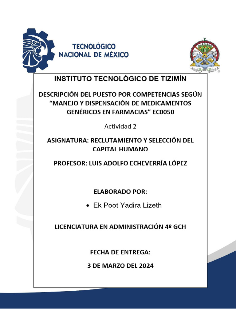 Análisis de Puestos Por Competencia - GECH | PDF | Medicamentos con ...