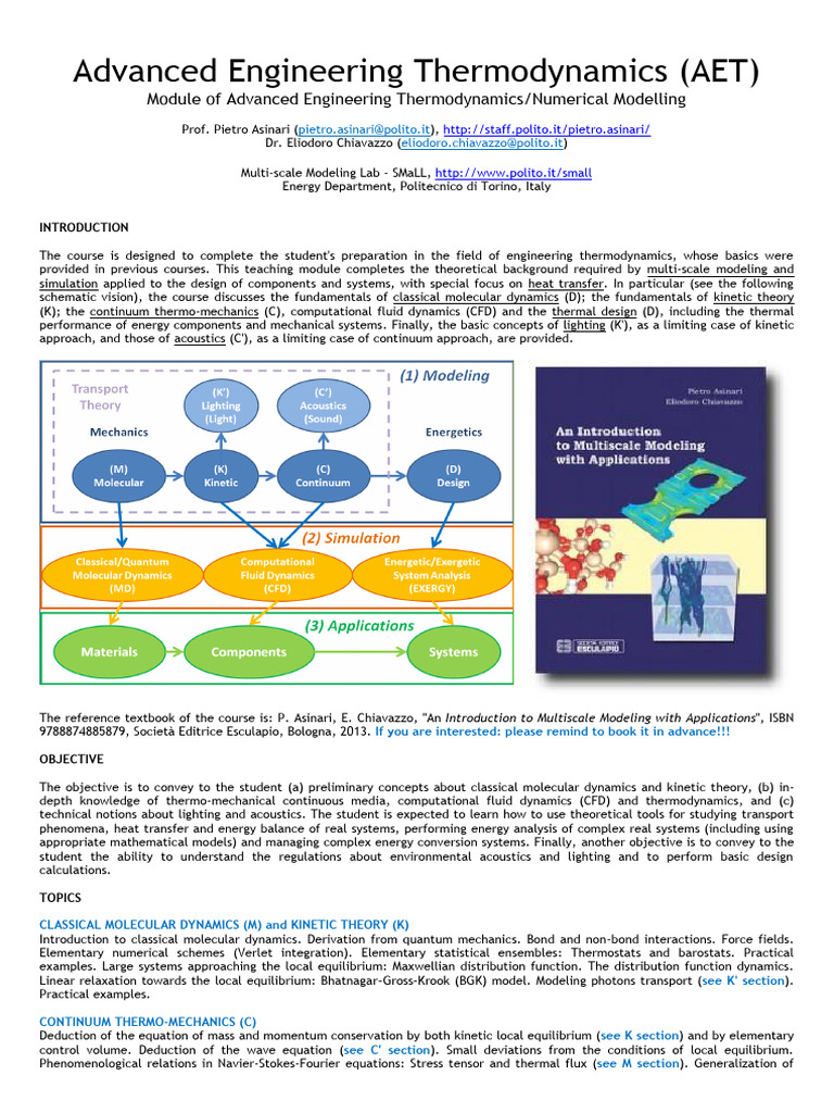 Applied Thermodynamics (Course Program) | PDF | Waves | Exergy