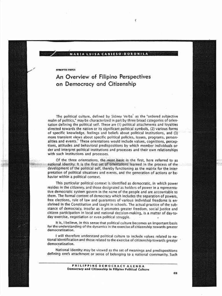 An Overview of Filipino Perspective On Democracy and Citizenship | PDF ... An Overview of Filipino Perspective On Democracy and Citizenship | PDF ...