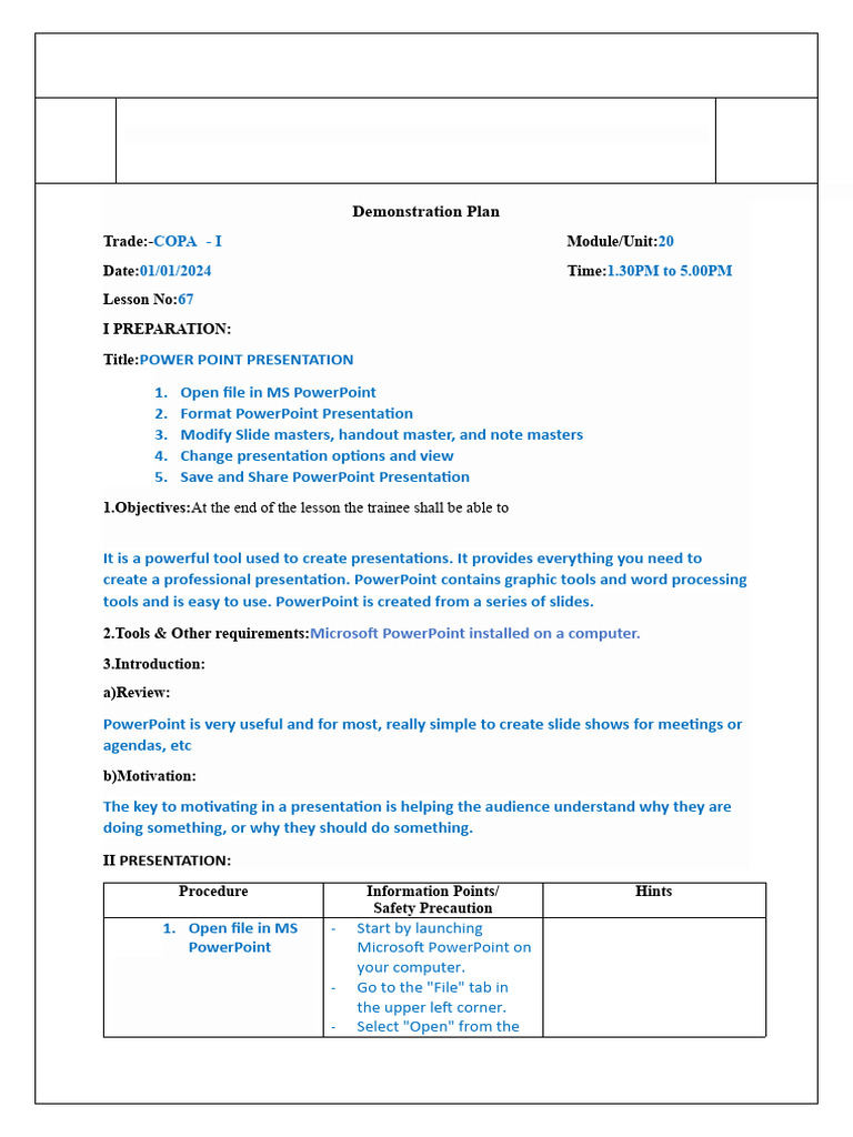 Demostration Plan | PDF | Microsoft Power Point | Computing