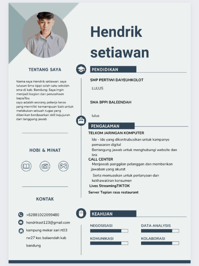 CV Hendrik Setiawan | PDF