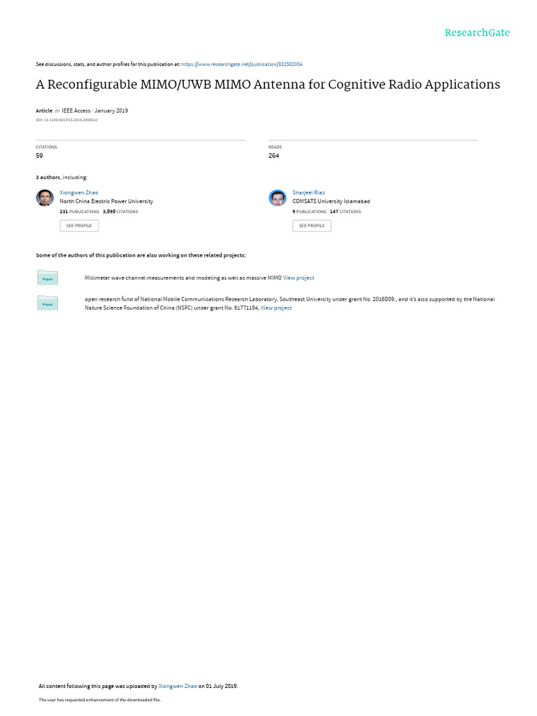 Cognitive Radio Antenna Design | PDF | Cognitive Radio | Antenna (Radio)