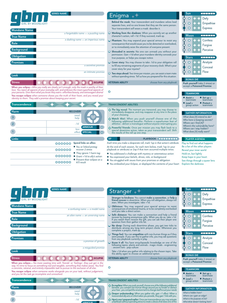 Girl by Moonlight Playbooks Series Reference | PDF