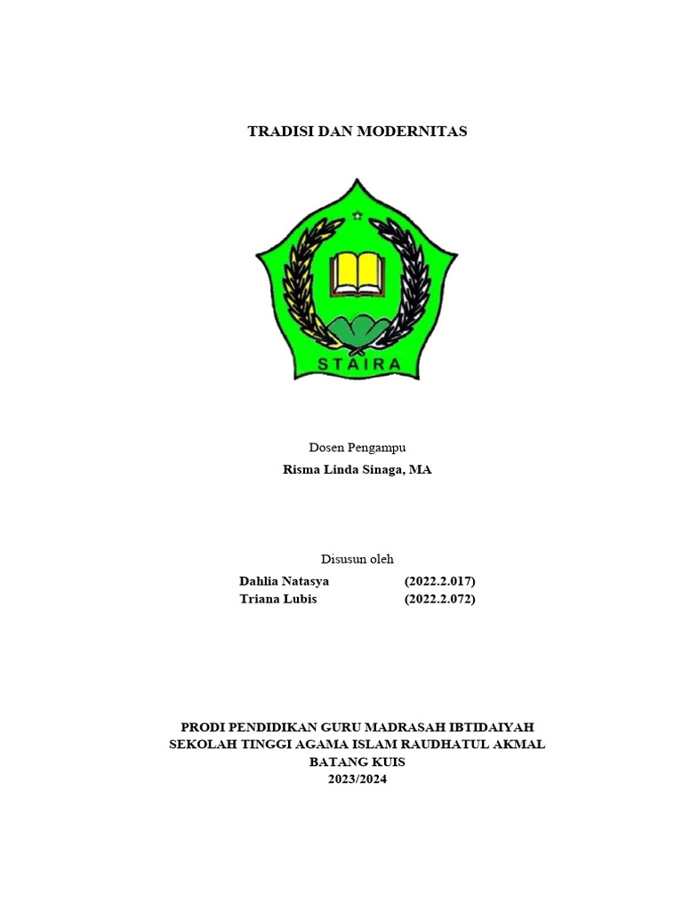 MAKALAH_TRADISI DAN MODERNITAS | PDF MAKALAH_TRADISI DAN MODERNITAS | PDF