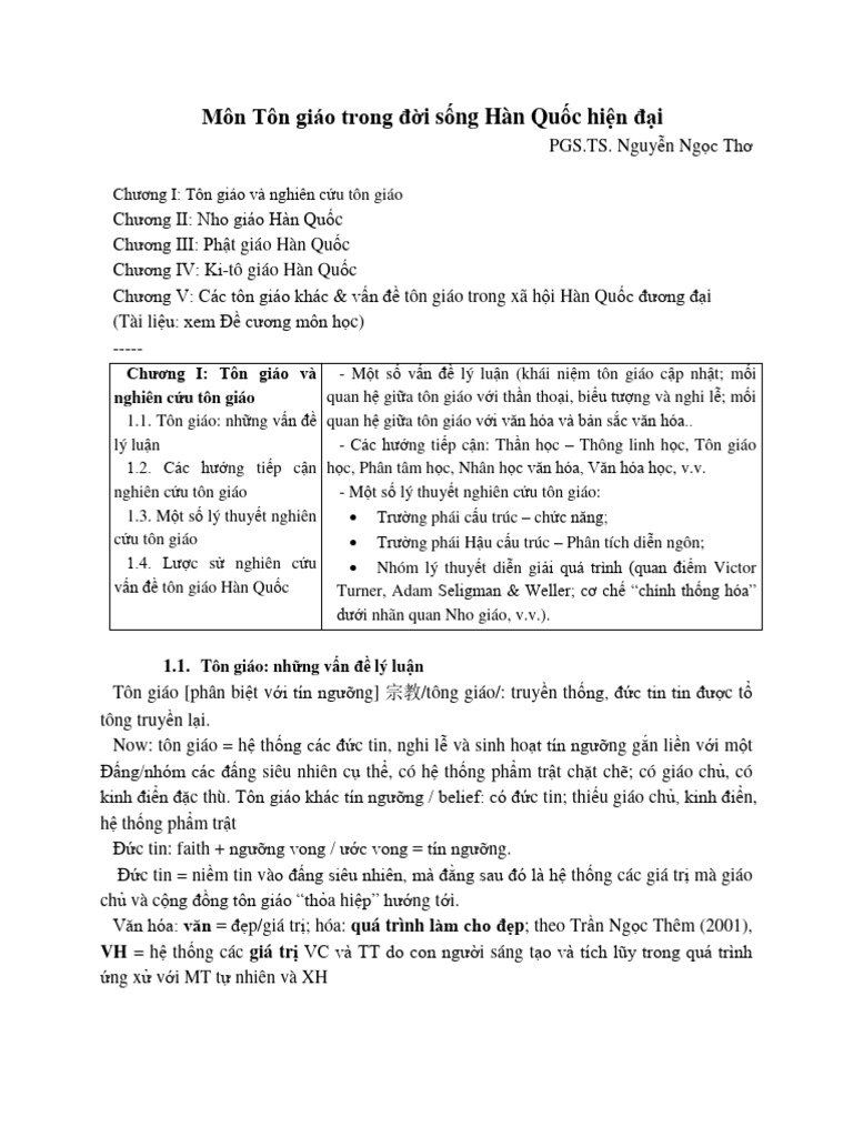 Mon Ton Giao Han QUoc - Tong Hop | PDF