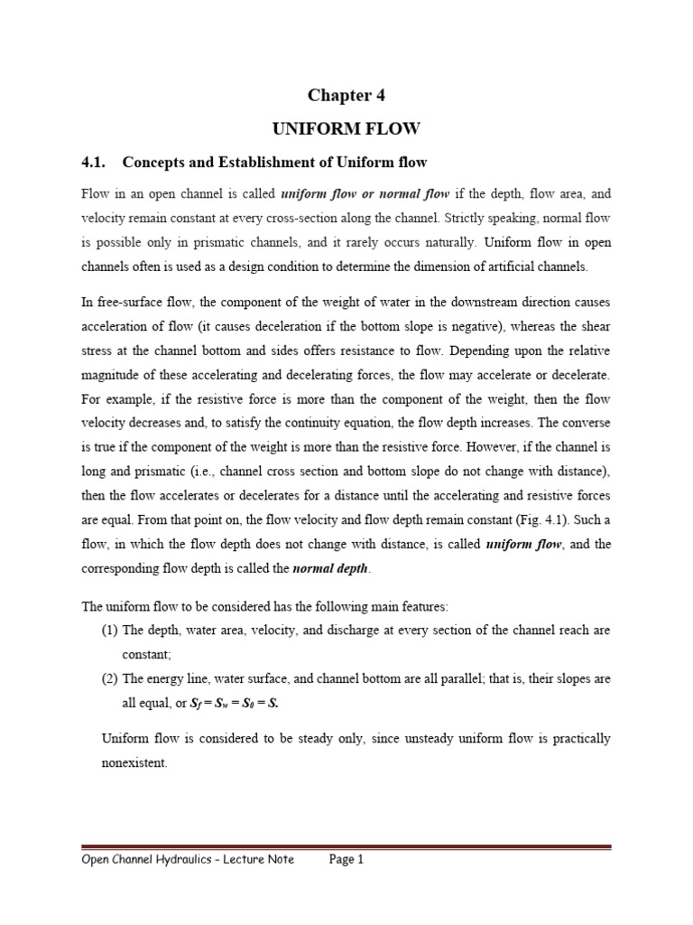 Chapter 4 - Uniform Flow | PDF | Teaching Methods & Materials | Science ...