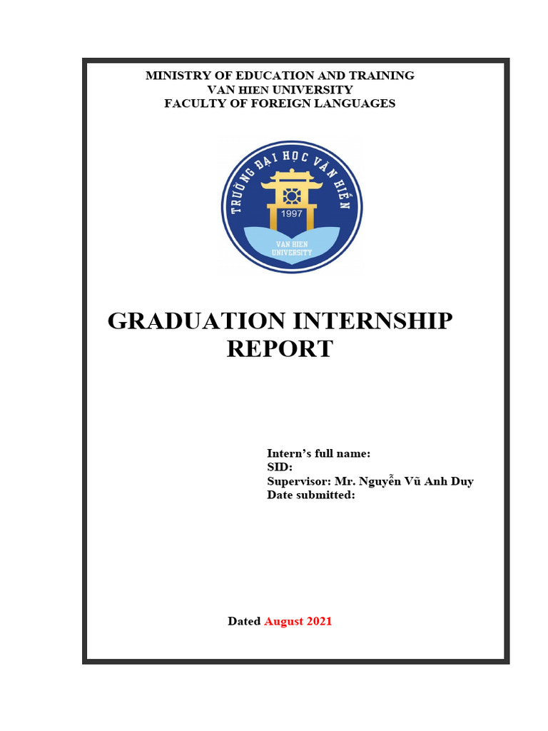 Internship Report Template Máº U Pdf