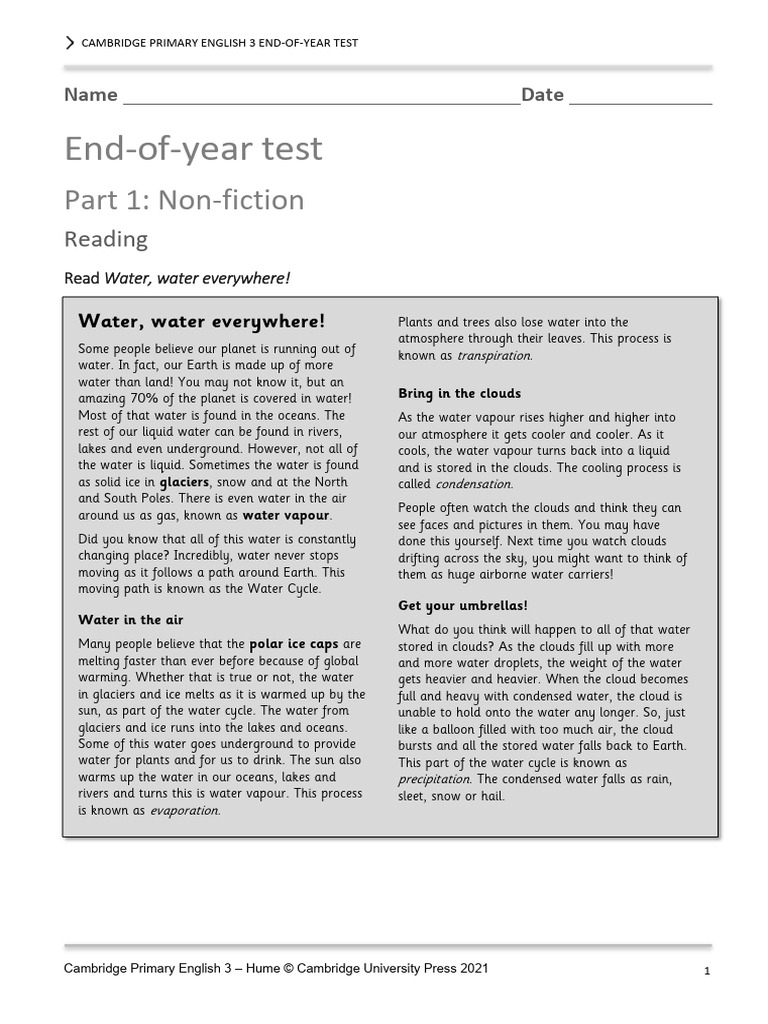 Pri Eng 2ed Tr3 End of Year Test | PDF
