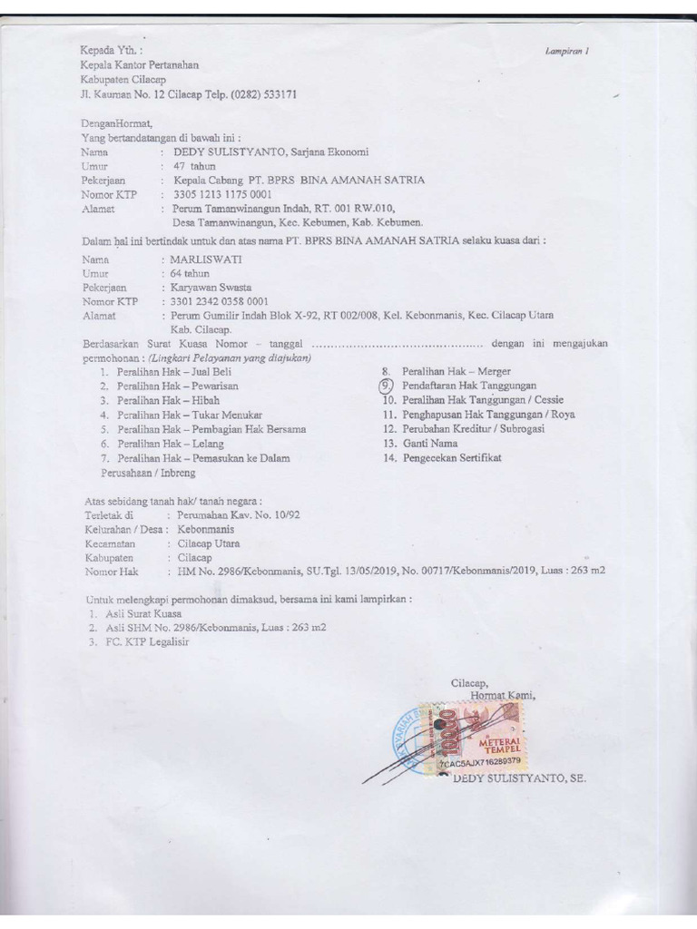 Formulir Permohonan HT | PDF