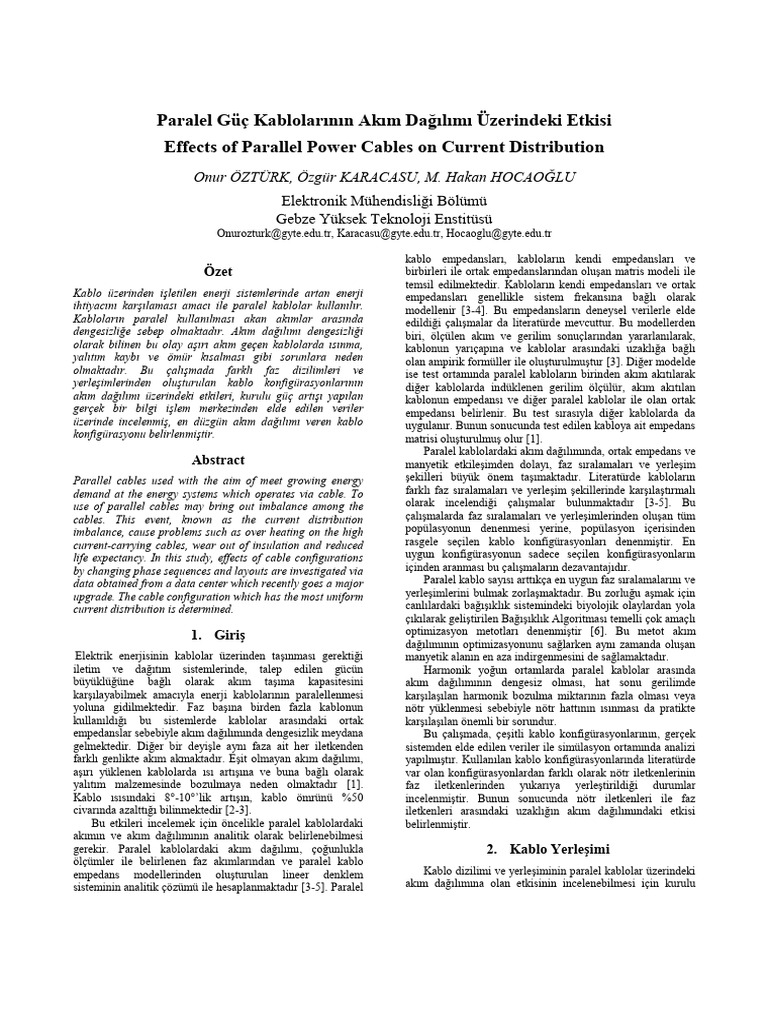 Parallel Cables Current Distribution Analysis | PDF | Science & Mathematics