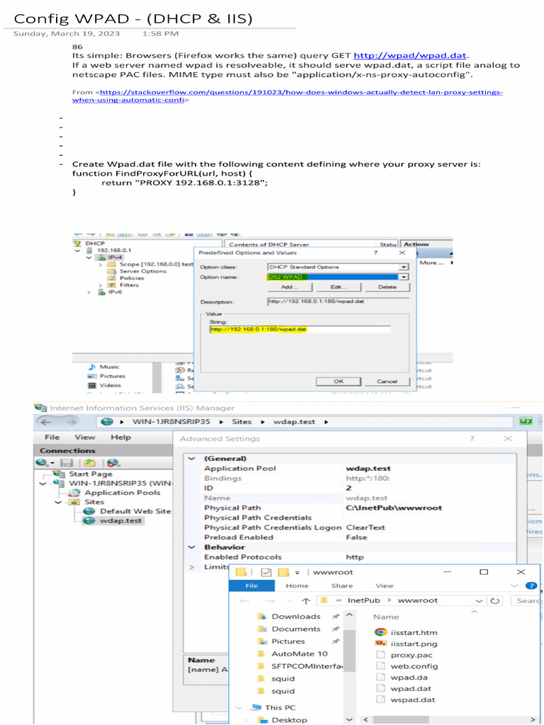 Config WPAD - (DHCP IIS) | PDF