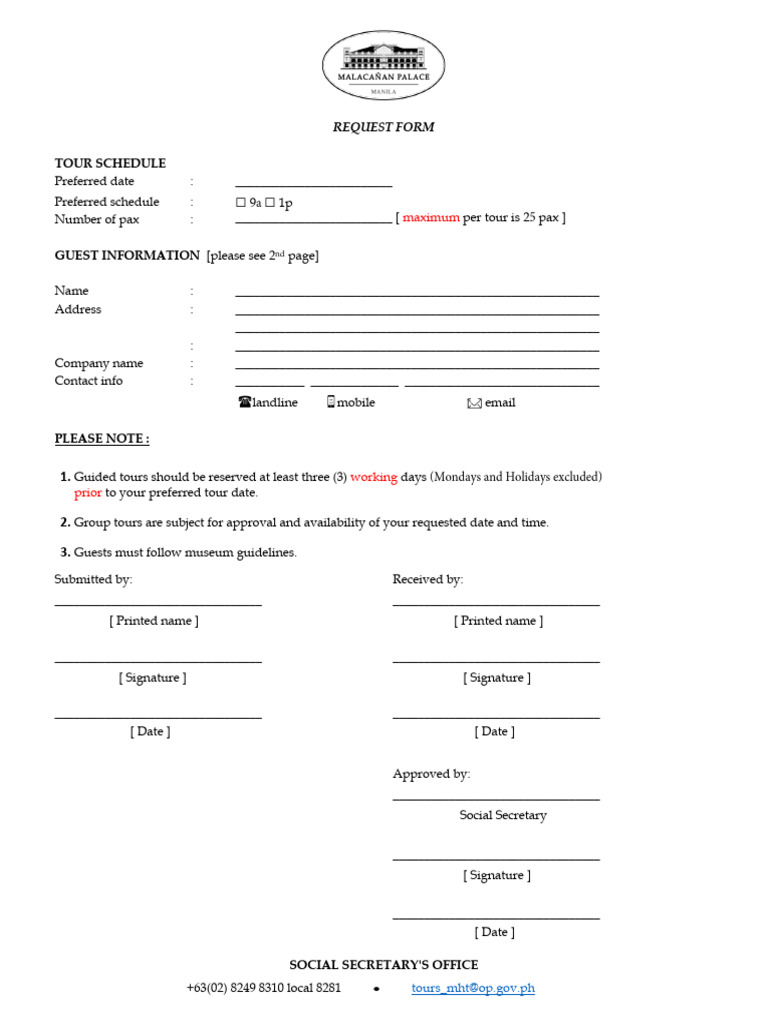 Tour Request Form | PDF