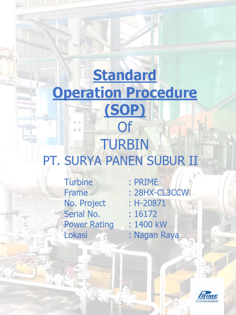 Sop Turbine 1,400 KW | PDF | Teknologi & Rekayasa