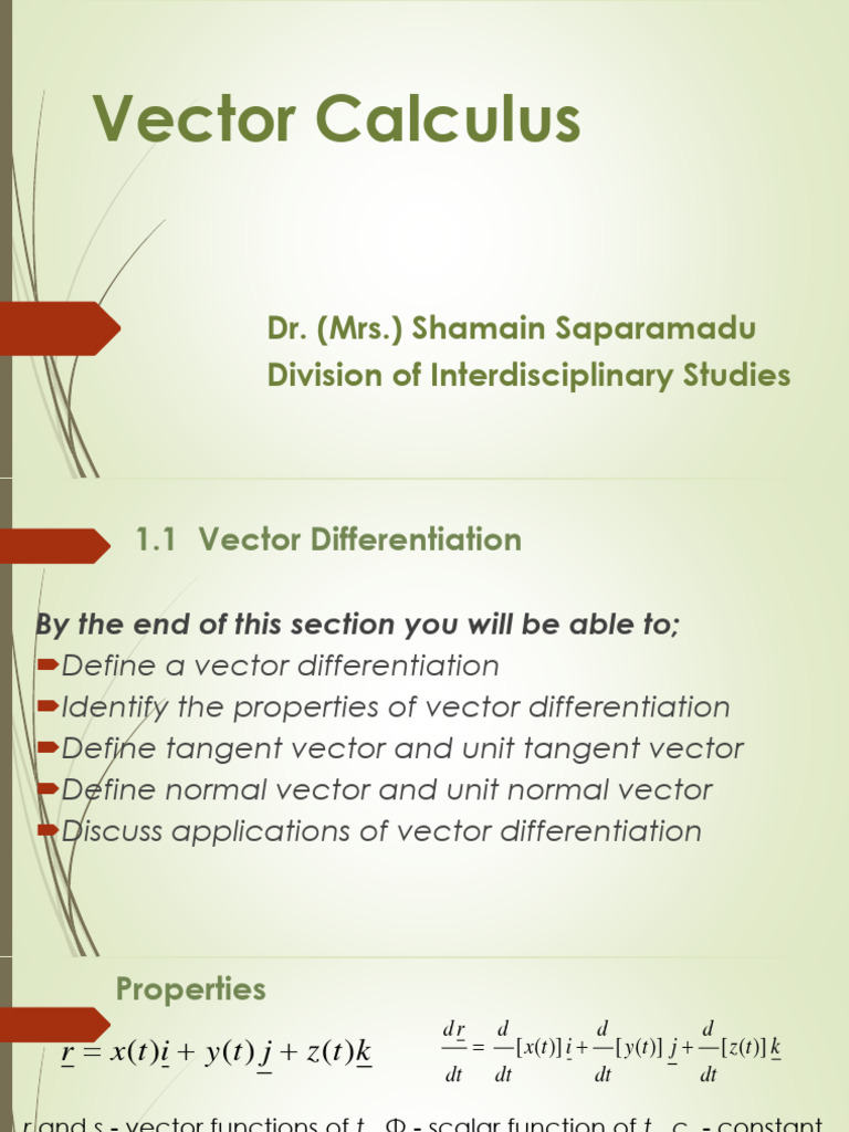 Topic 1 - Vector Calculus | PDF | Vector Calculus | Derivative