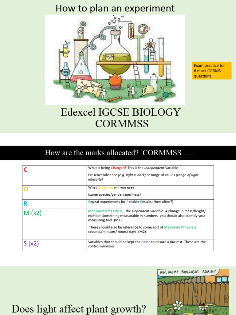 CORMMSS Method for IGCSE Biology Experiments | PDF