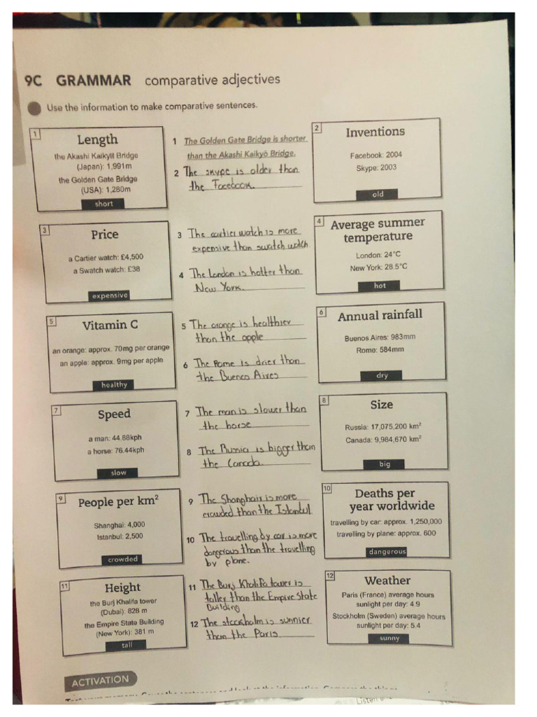 Grammar 9C_English File Students book 4th edition Level1 | PDF