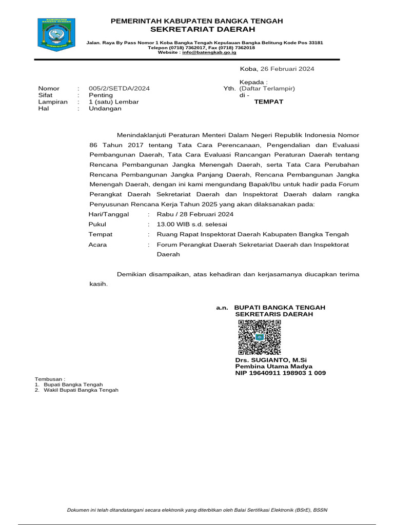 Undangan Forum Renja Opd Itda & Setda | PDF