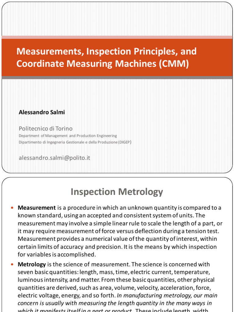 08 - Measurements, Inspection Principles and CMM | PDF | Physical Sciences