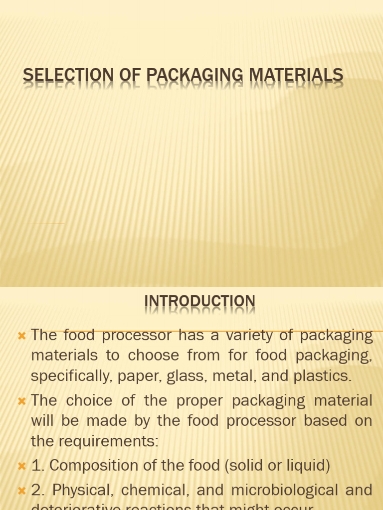 Selection of Packaging Materials | PDF | Packaging And Labeling | Glasses