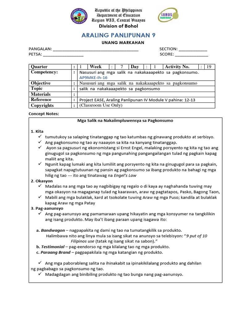 AP9 Q1 W7Day1-3 | PDF