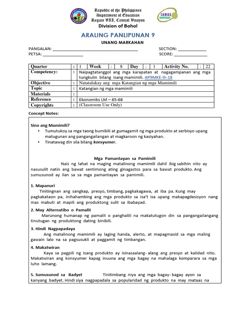 AP9 Q1 W8Day1-3 | PDF