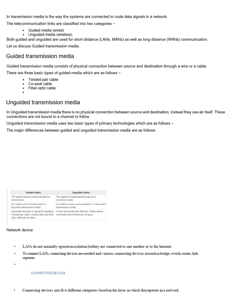 Unit-1.7 Transmission Media Network Device | PDF | Computer Network | Network Switch