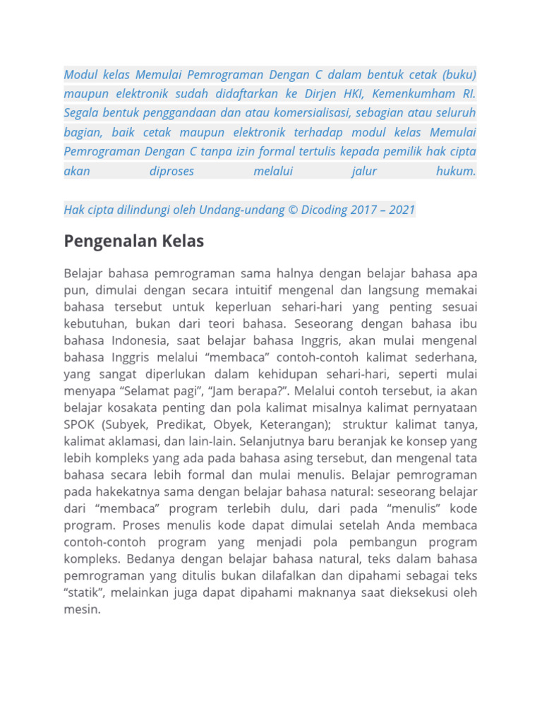 Modul Belajar C | PDF | Komputer