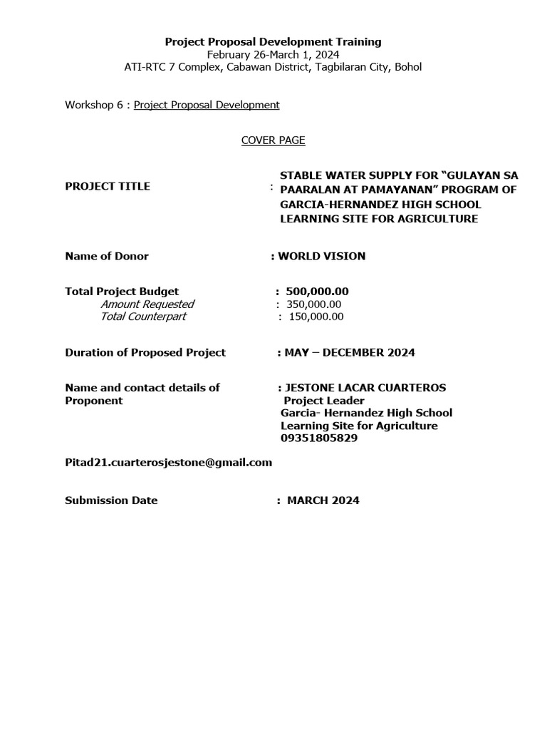 Workshop 6 - Project Proposal - 1 | PDF | Organic Farming | Agriculture