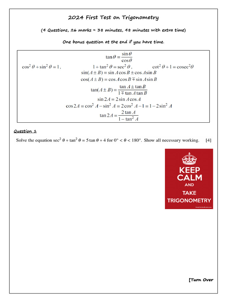 2024 First Trig Test | PDF