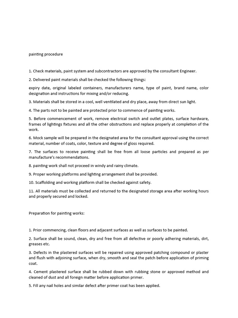 Painting Procedure | PDF | Paint | Plaster