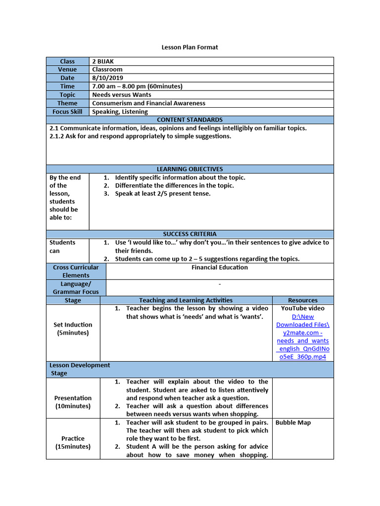 Speaking Lesson Plan | PDF | Teachers | Lesson Plan