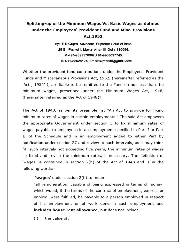 Minimum Wages vs. Basic Wages, Mumbai | PDF | Cost Of Living | Employment