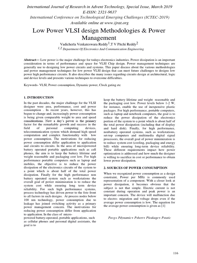 Low Power VLSI Design Methodologies & Power Management | Download Free PDF | Electronic Circuits ...