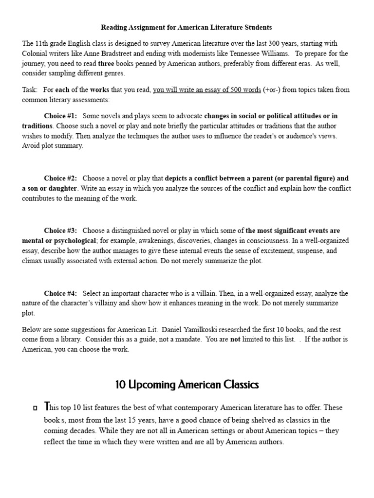 11th Grade - American Lit Summer Reading - 2021 | PDF | Moby Dick