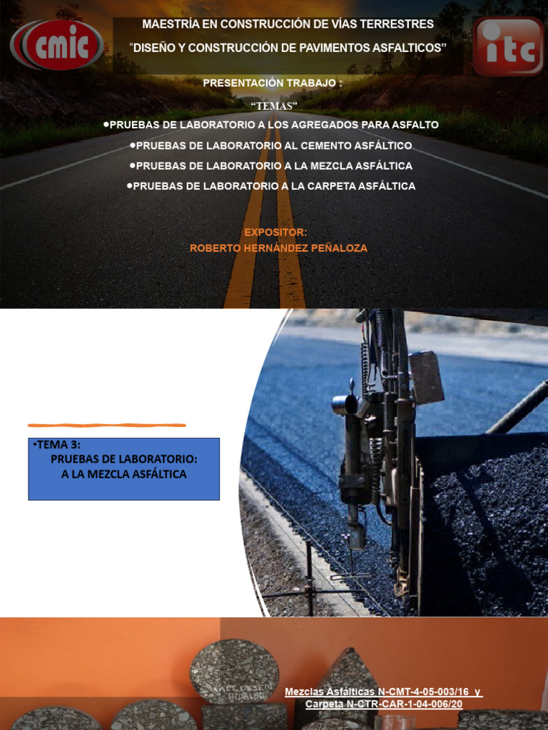 Presentacion Asfalto Final Tema 3 | PDF | Calibración | Densidad