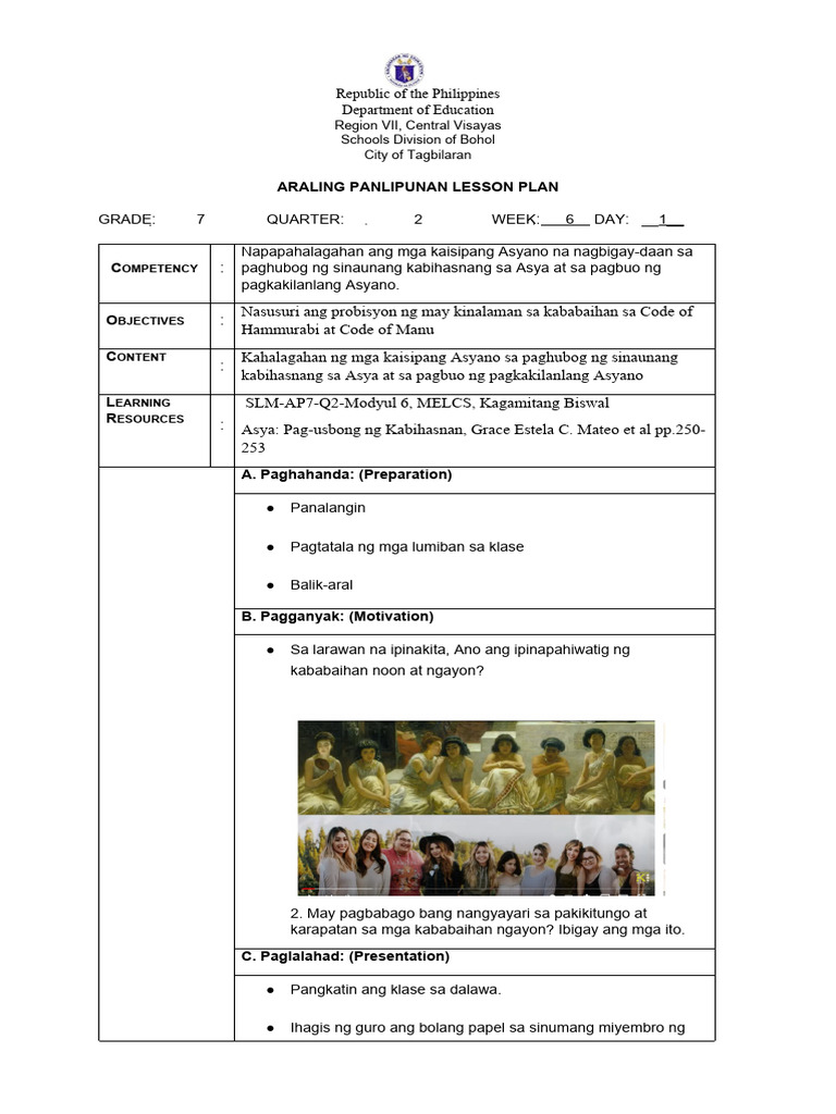 Ap-7 PLP Q2 WK6 Day1-3 | PDF