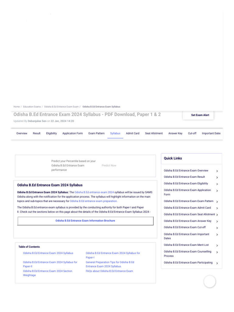 Odisha B.Ed Entrance Exam 2024 Syllabus - PDF Download, Paper 1 & 2 | PDF | Science ...