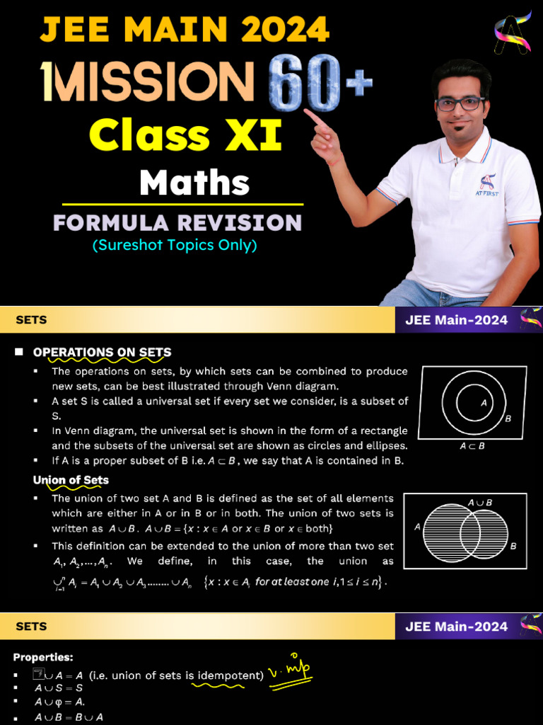 Maths (Class-XI) Formula Revision - 240124 - 213114 | PDF ...