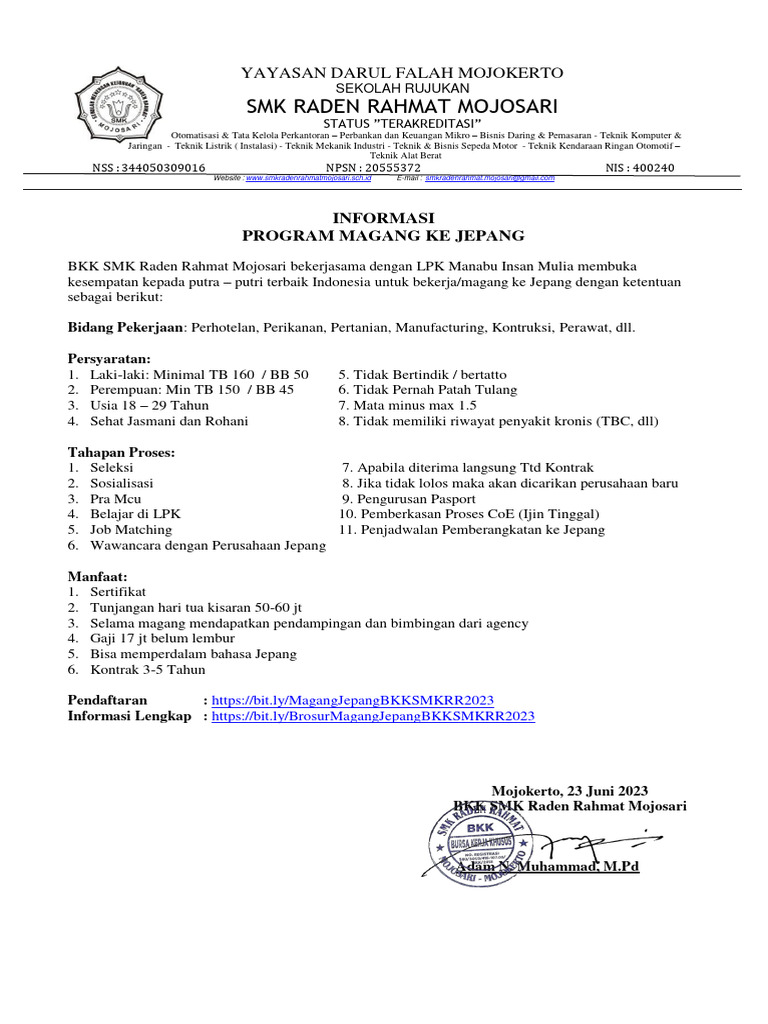 Brosur BKK SMK RR & LPK Manabu Insan Mulia | PDF | Bisnis