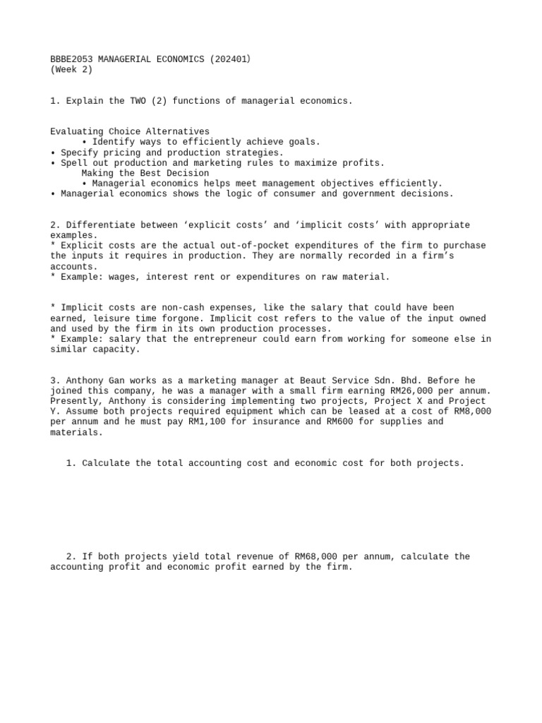 Tutorial Q T1 (DONE) | PDF | Cost | Economics