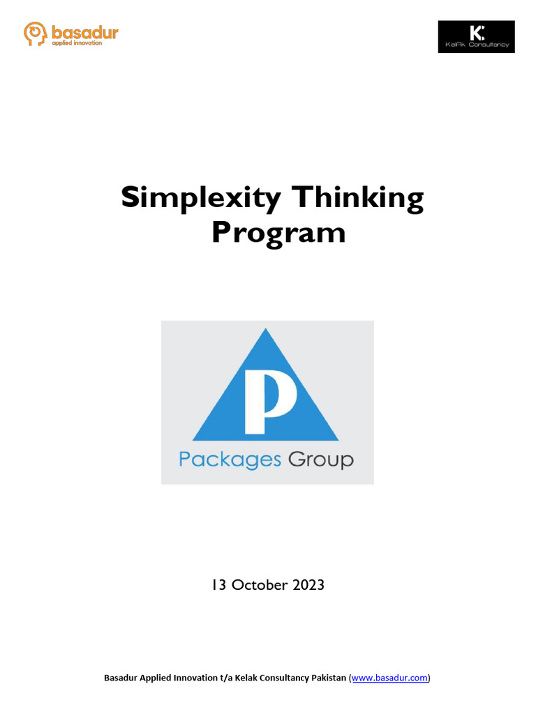 Simplexity Thinking Program Brochure | PDF | Innovation | Leadership