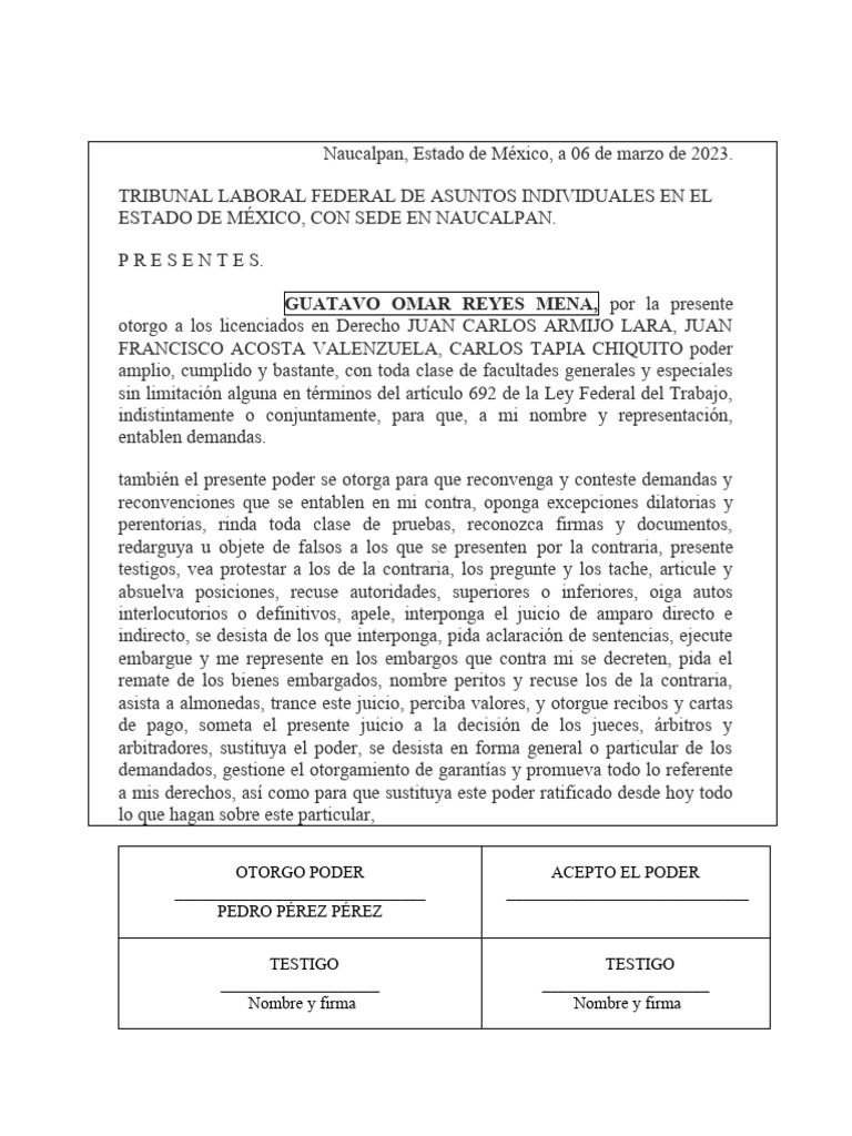 Poder Laboral Omar | PDF | Derecho