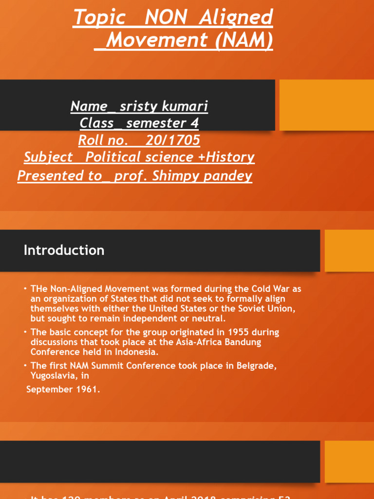 Founding and Principles of NAM | PDF | Non Aligned Movement | Political ...