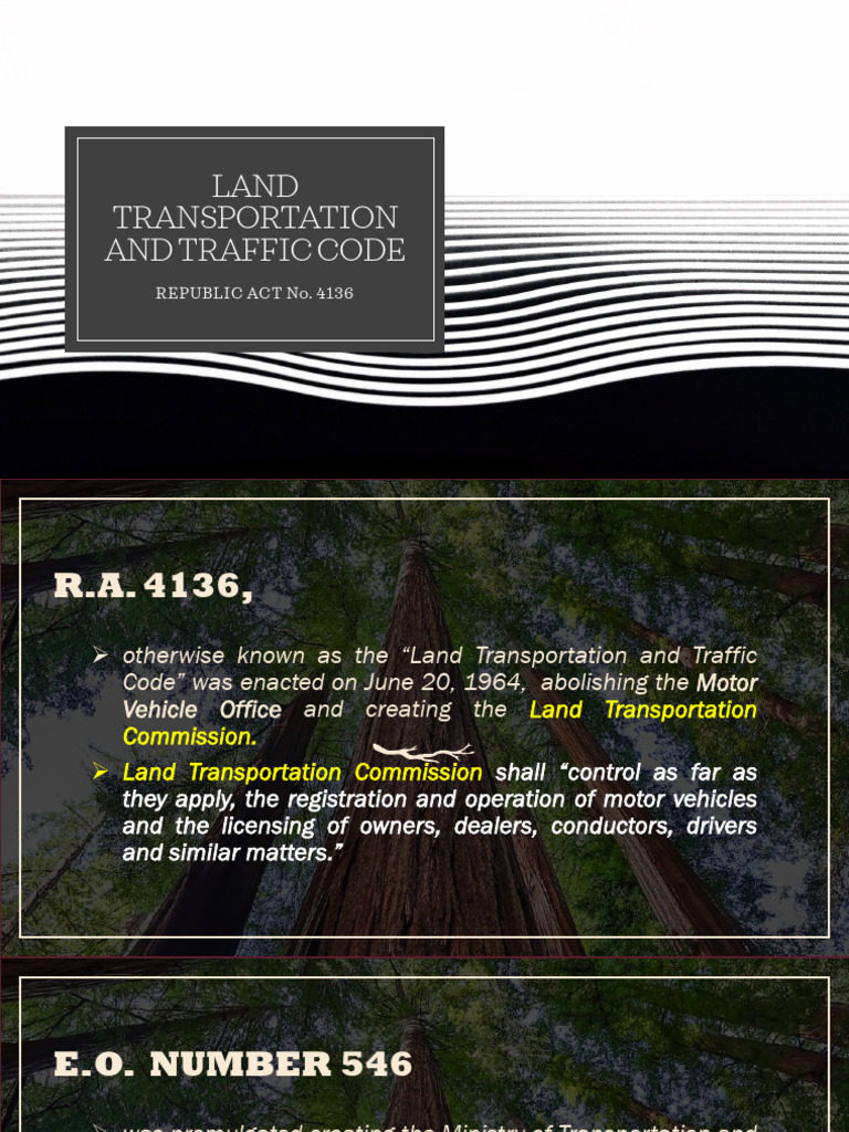 Land Transportation and Traffic Code OF THE PHILIPPINES | PDF ...