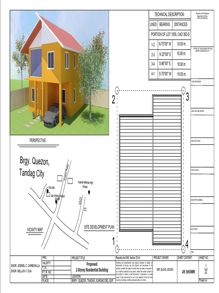 Brgy. Quezon, Tandag City: Technical Description Lines Bearing ...