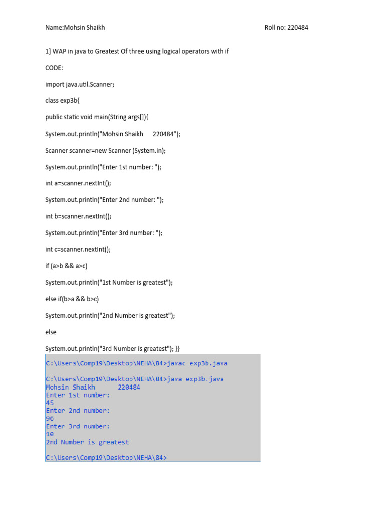 Java Programs for Basic Logic Operations | PDF