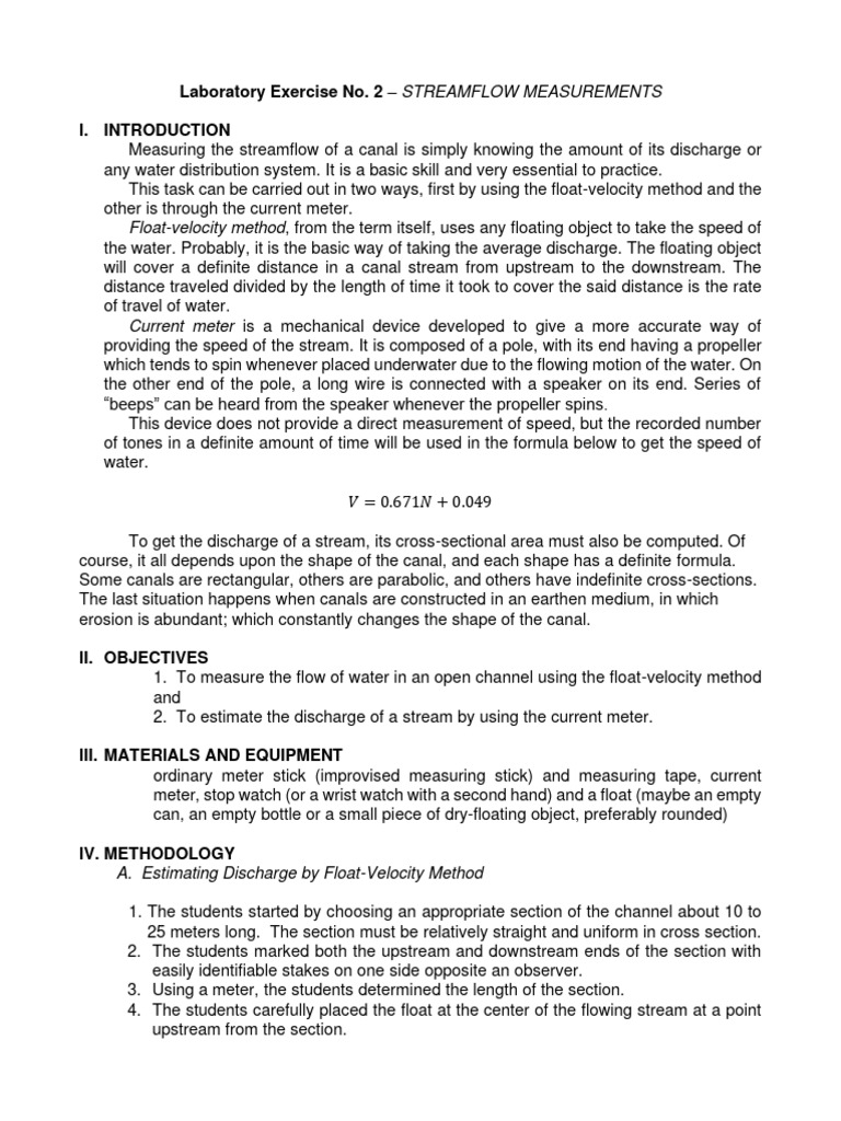 Streamflow Measurement Techniques | PDF | Discharge (Hydrology) | Area